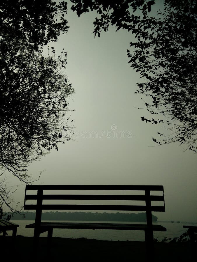 River Side Bench Beautiful View after the Sunset Stock Photo - Image of ...