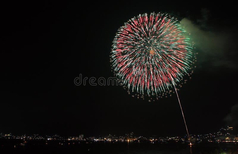 River Side Fireworks stock image. Image of reflection - 15780897
