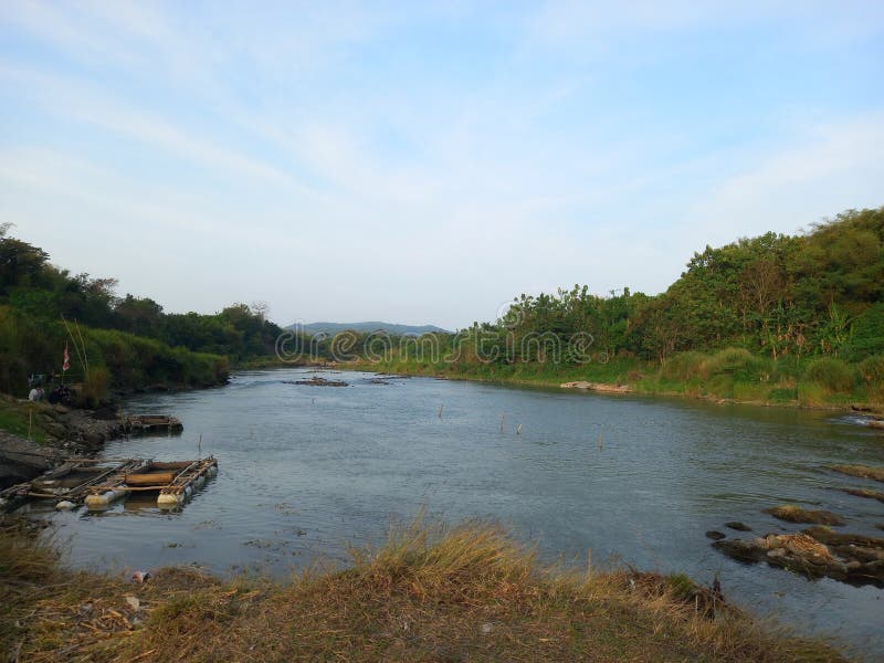 The River Side Slow Water Flow and Green View Stock Photo - Image of ...