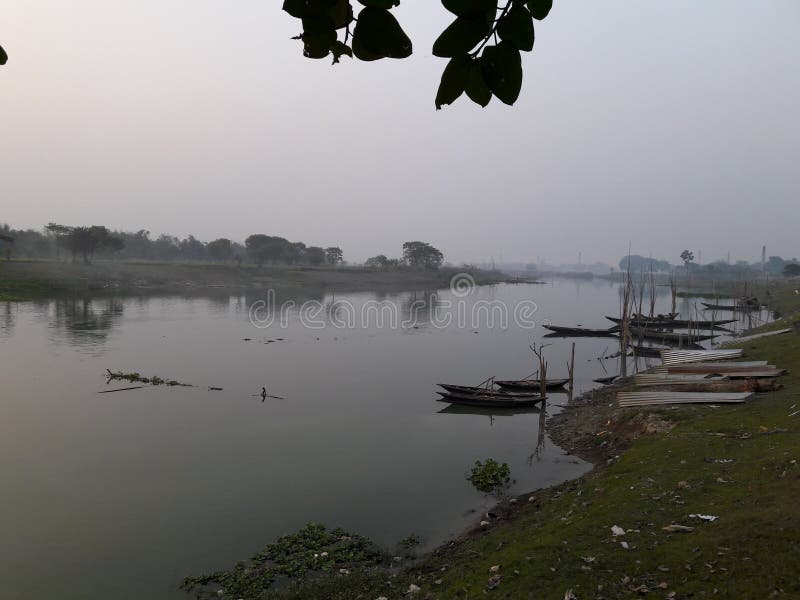 River Side View with Boat stock photo. Image of side - 174138986