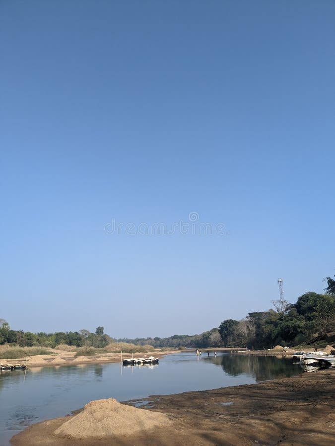 River Side View, Sand and Boats Stock Photo - Image of horizon, sand ...