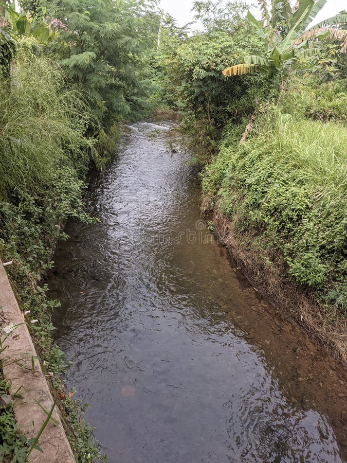 River Side in the Village at Noon Stock Image - Image of noon, village ...