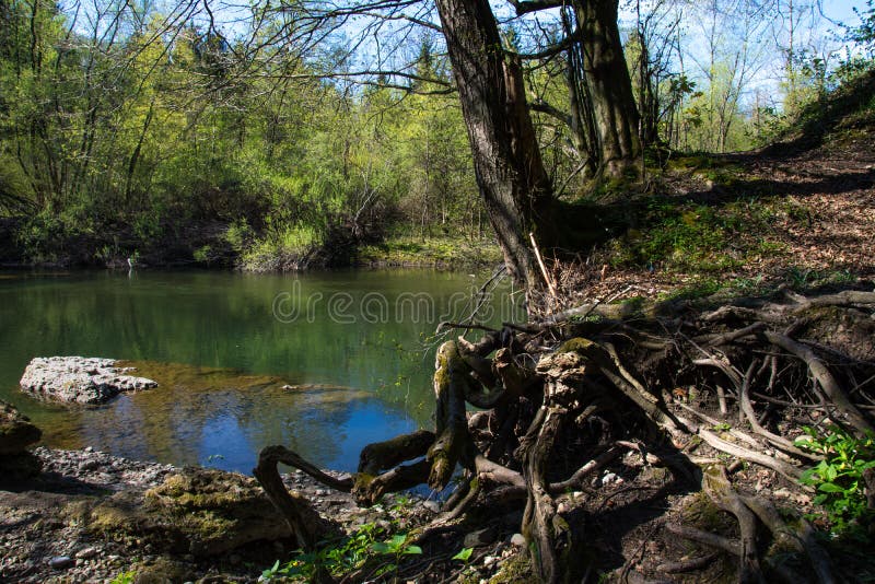 River Sora in the Springtime Morning after a Night Storm Stock Image ...