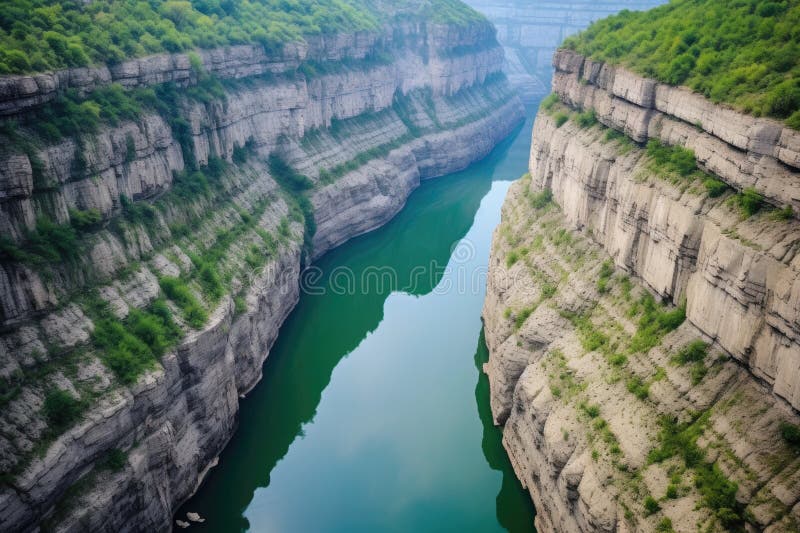 River Splits Canyon into Two from Above Stock Image - Image of nature ...