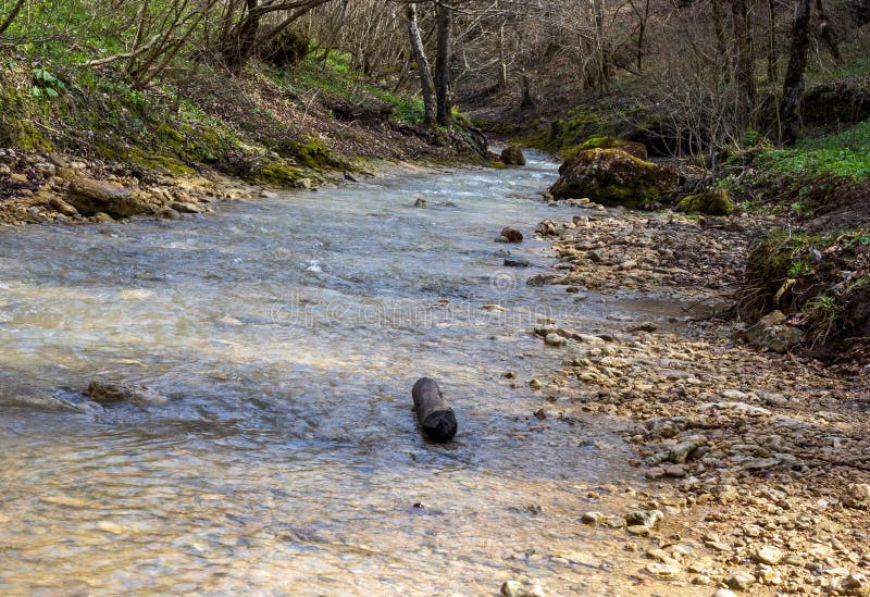 Spring, Walking Along the Riverbed with an Overview of the Area, during ...