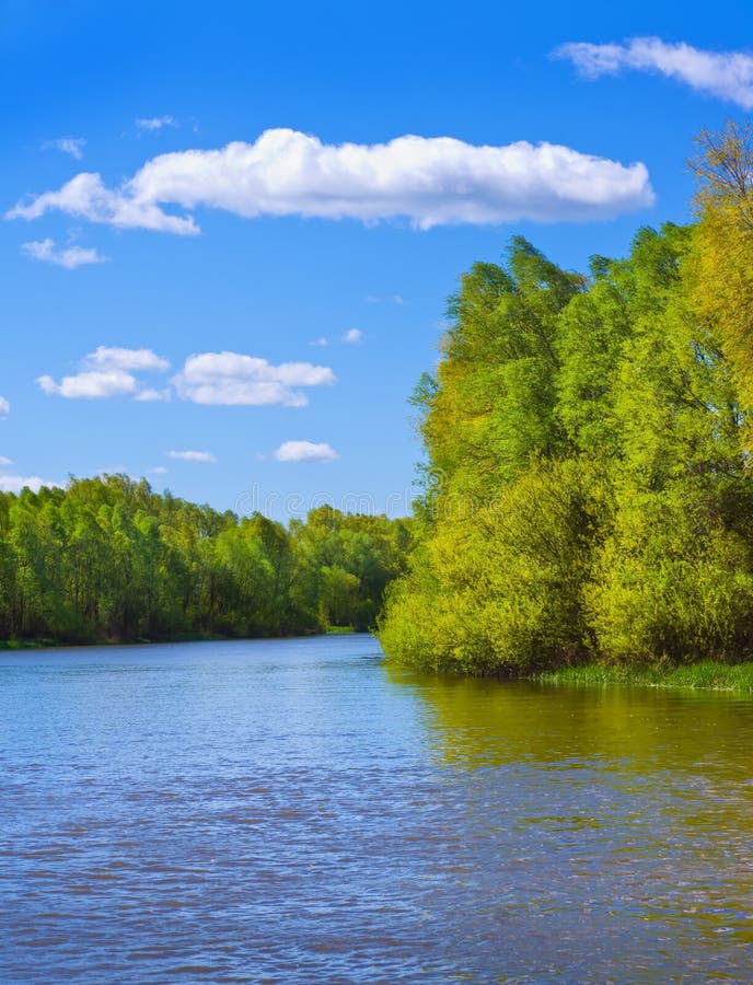 River in Spring stock image. Image of river, cloud, flood - 88269537