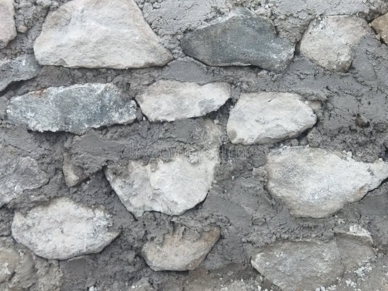 River Stone Foundation with Gray Textured Cement Stock Image - Image of ...