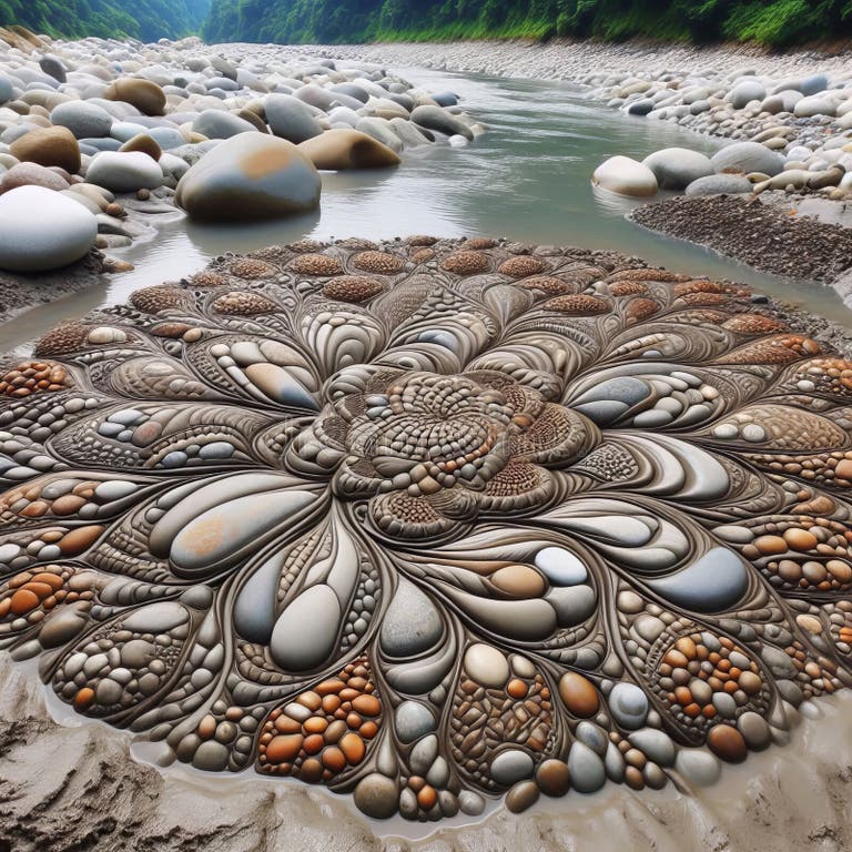 River Stone Patterns Intricate Patterns Made of Different Col Stock ...