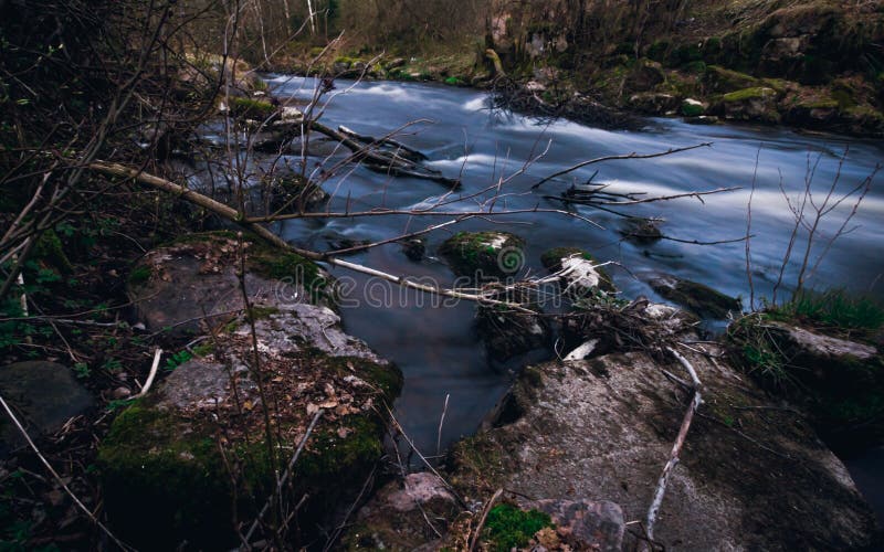 River Stones. Rapid River in the Middle of the Forest Stock Image ...