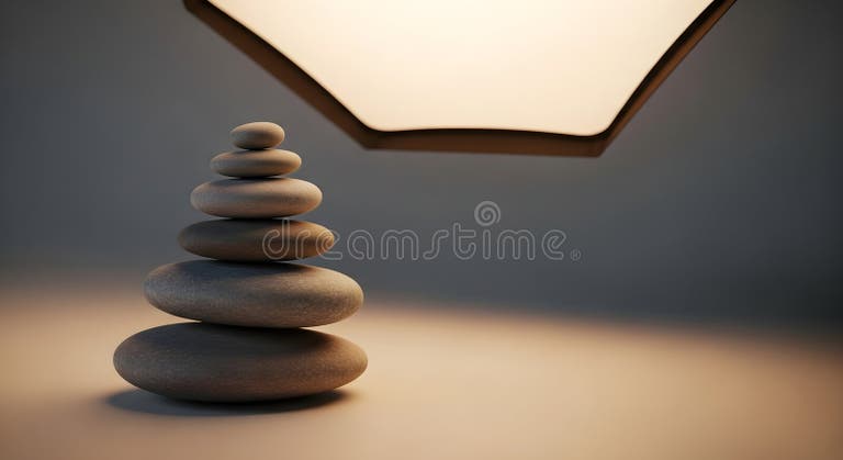 River Stones Stack Golden Hour in Studio Backdrop Photorealistic Stock ...