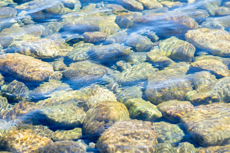 River Stones Under Clear, Clean and Fresh Water Stock Image - Image of ...