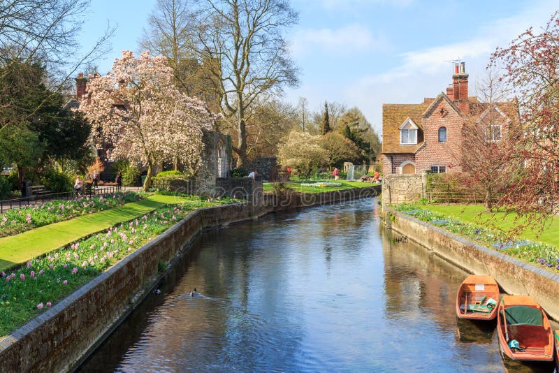 Riverside Scenery River Stour Canterbury Kent England Stock Photos ...