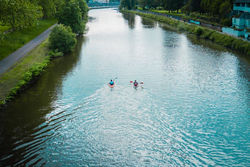 River Stream Along a Green Park Side Stock Image - Image of countryside ...