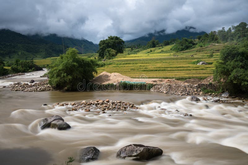River Stream in Flood after Several Days of Rain in North Vietnam Stock ...