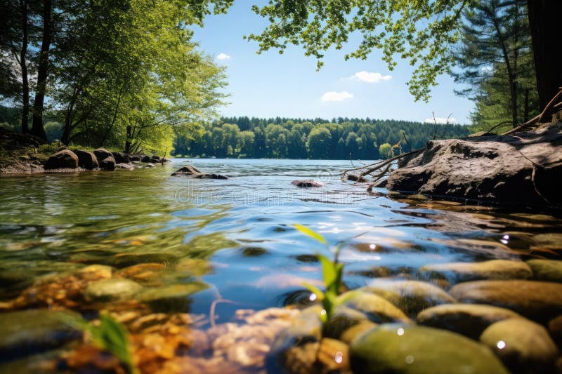 A River or Stream in the Forest Stock Illustration - Illustration of ...