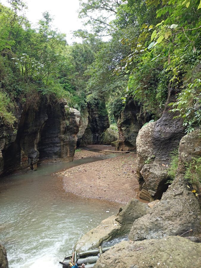 River Stream in the Middle of a Rock Cave Stock Image - Image of valley ...