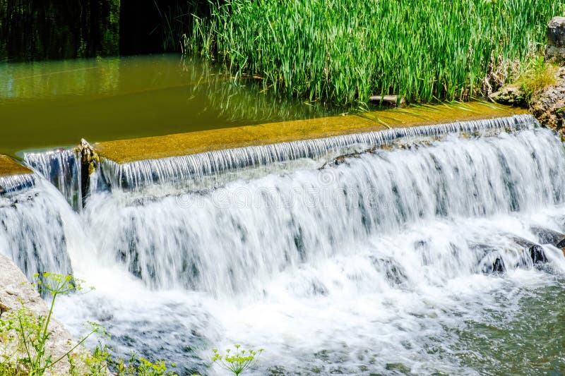 River Stream in a Small Waterfall in Mountains Stock Image - Image of ...