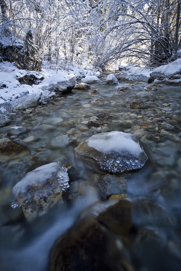 Winter stream stock photo. Image of flowing, scenic, scenery - 4000592