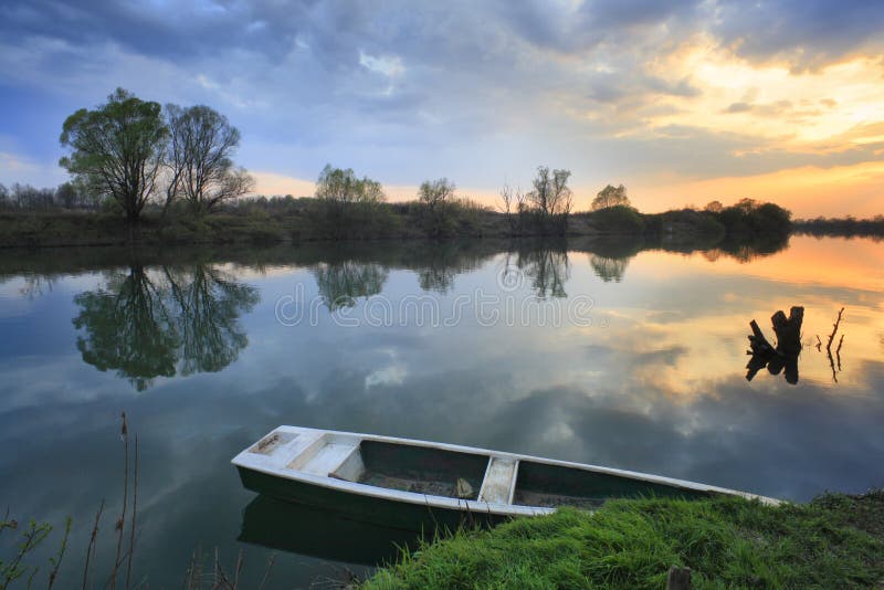 River sunset stock image. Image of dusk, orange, eternity - 64480997