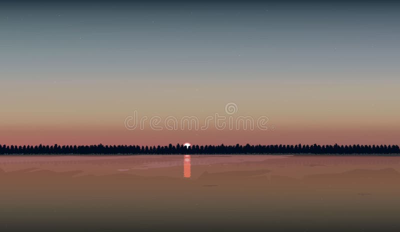 River Sunset Clean Water. Vector Illustration Stock Vector ...