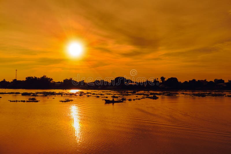 River at Sunset Landscape, Nature Sunset Beautiful Stock Image - Image ...