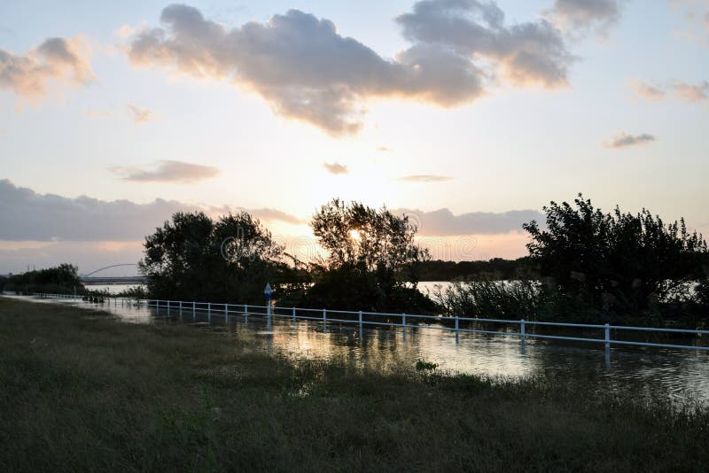 River and the Sunset after the Typhoon. Stock Photo - Image of blue ...