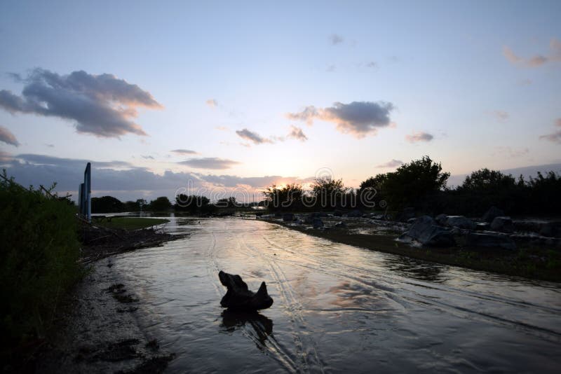 River and the Sunset after the Typhoon. Stock Photo - Image of ...
