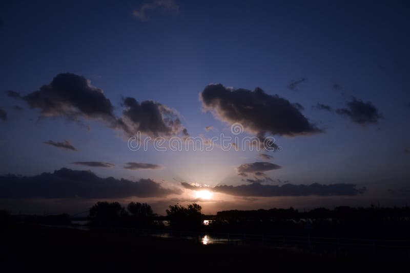 River and the Sunset after the Typhoon. Stock Image - Image of outdoor ...