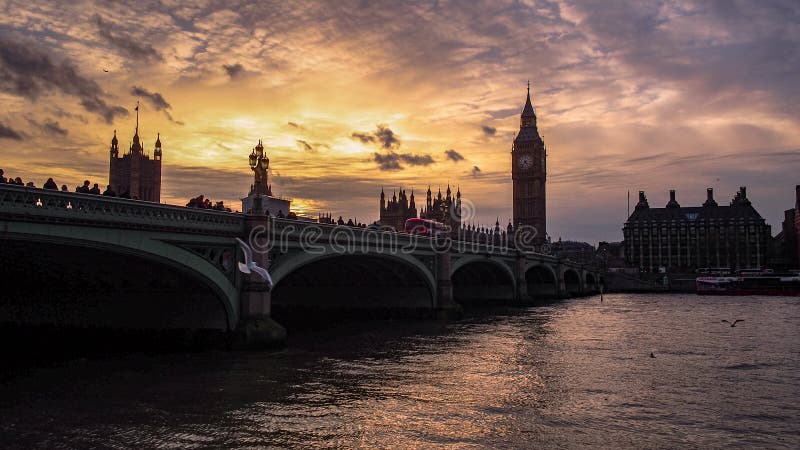 River Thames Against the Sunset Stock Photo - Image of night, dusk ...