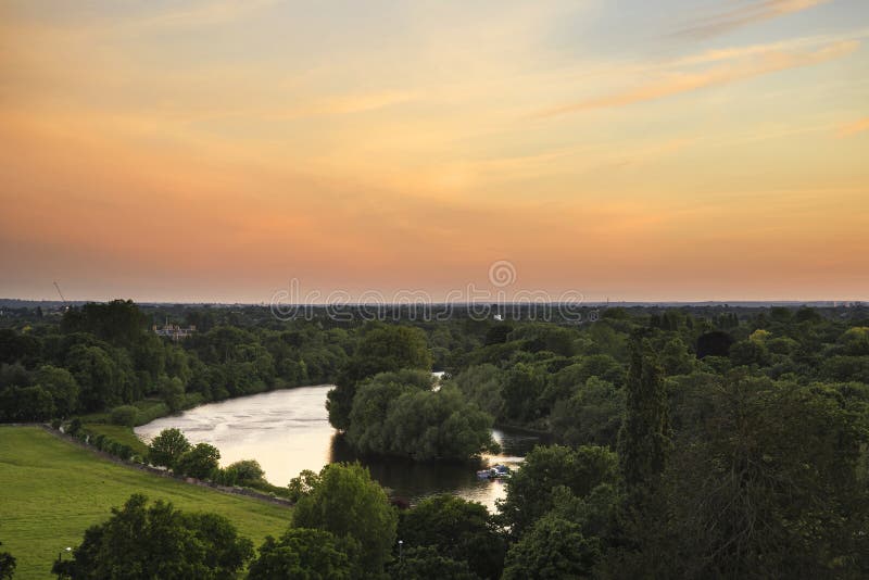River Thames View from Richmond Hill in London during Beautiful Stock ...