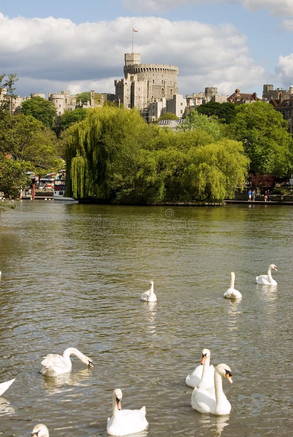 Windsor Castle and River Thames Stock Image - Image of fortification ...