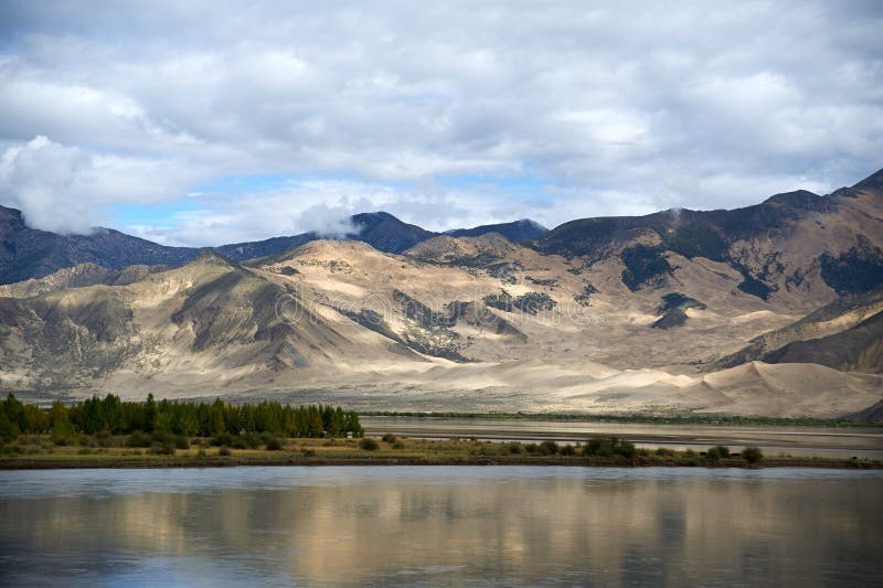 River in tibet stock photo. Image of sand, tree, river - 28315584