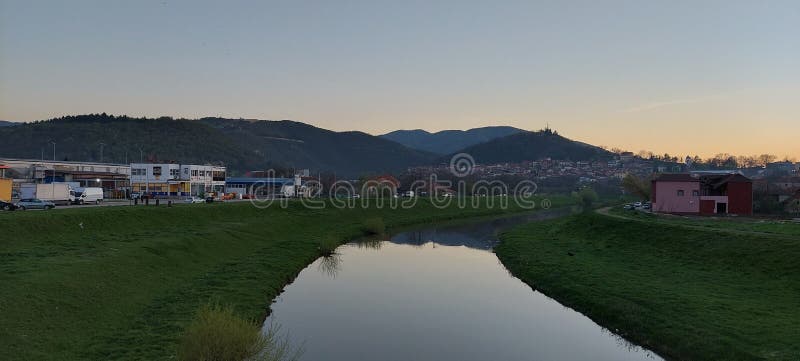 River Toplica in Prokuplje Near the Bridge with a View of Hisar ...