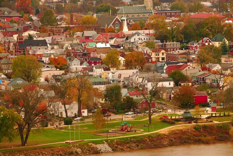 River Town USA stock image. Image of playground, windows - 1523829