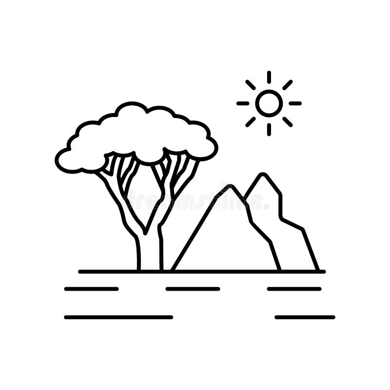 River Tree Landscape Line Icon. Element of Landscapes Icon Stock ...