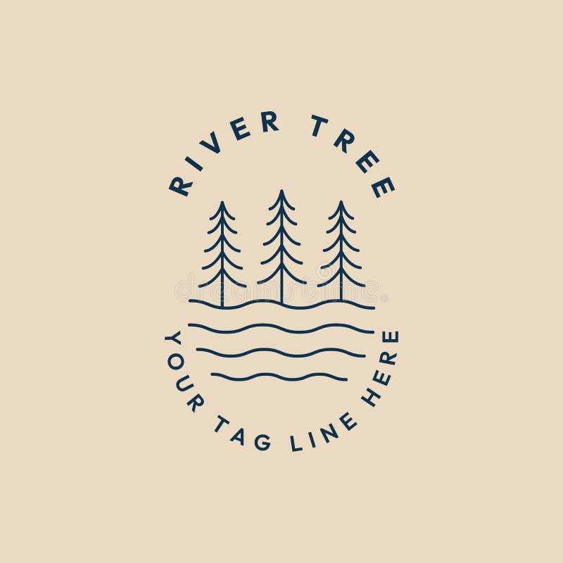 River Tree Line Nature Art Logo, Icon and Symbol, Vector Illustration ...