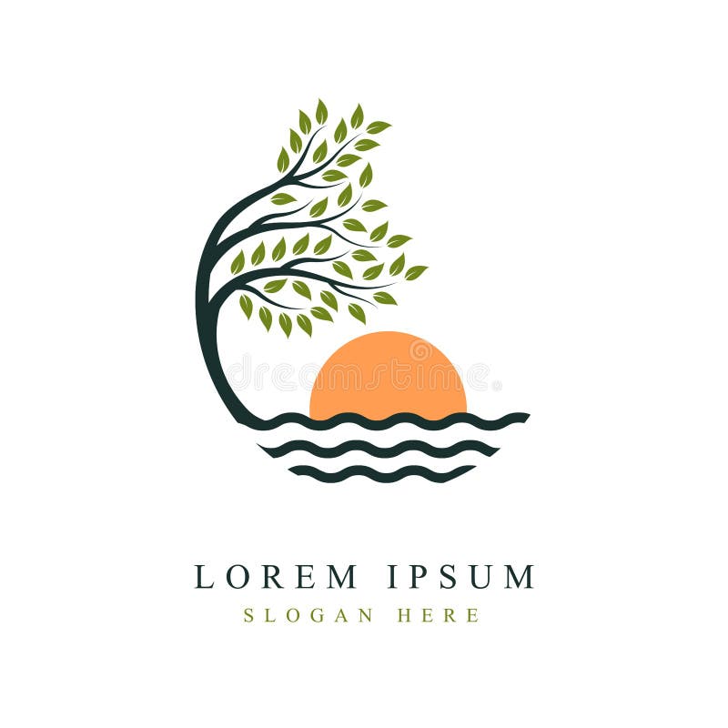 River Tree Logo Circle Shape Design Vector Stock Vector - Illustration ...