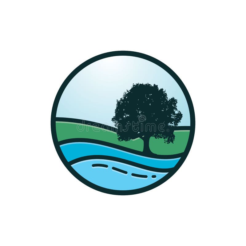 River Tree Logo Design Vector Template. Stock Vector - Illustration of ...
