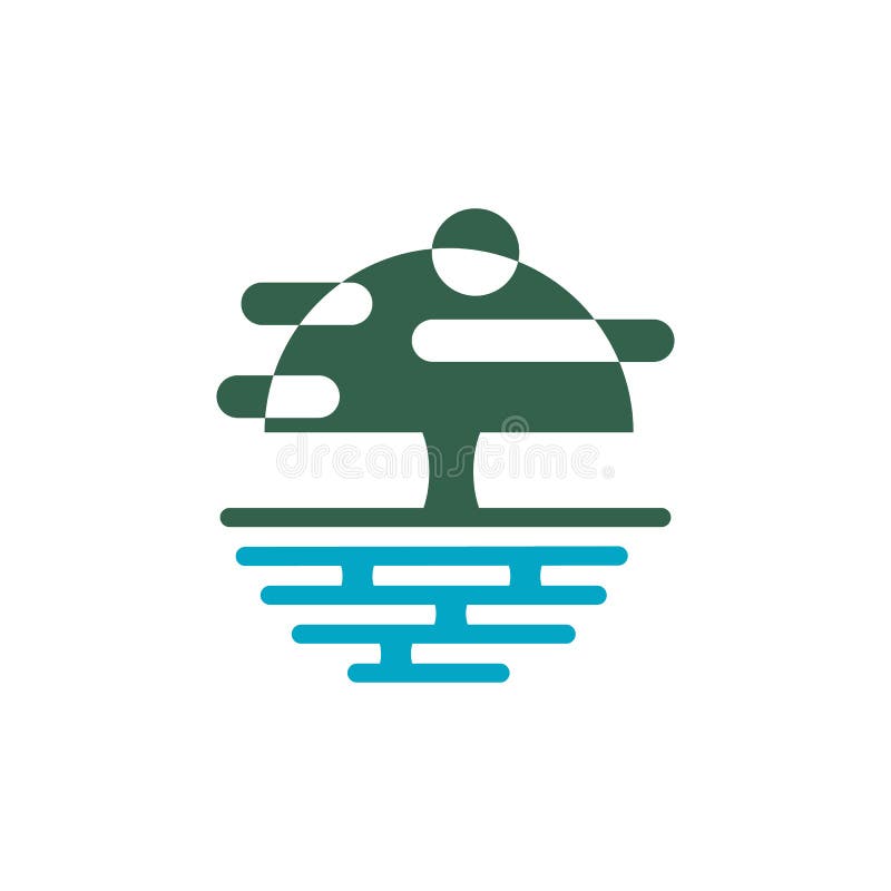 River Tree Logo Design Vector Template. Stock Vector - Illustration of ...