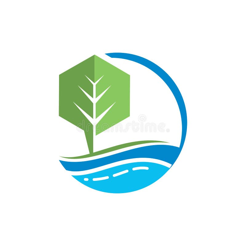 River Tree Logo Design Vector Template. Stock Vector - Illustration of ...