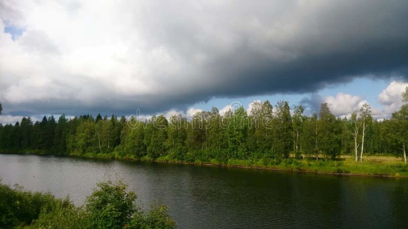 River and trees stock photo. Image of green, clouds - 179394508