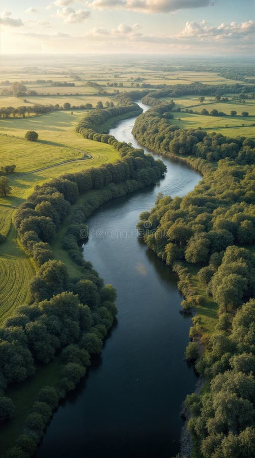 A River with Trees on Both Sides. the Water is Clear and Calm Stock ...