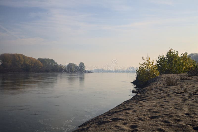River with Trees Reflected in the Water Seen from the Distance on a ...