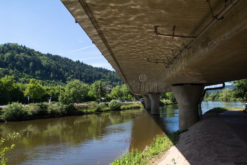 River Under a Large Bridge Near a Forest Stock Photo - Image of ...