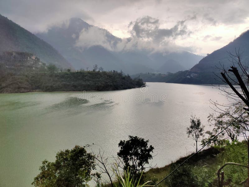 River upstream of RCC dam stock photo. Image of rainy - 175508666