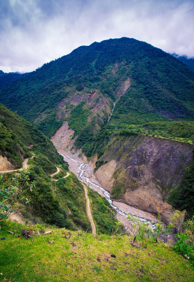 River in a Valley in the Andes Mountain Stock Image - Image of travel ...