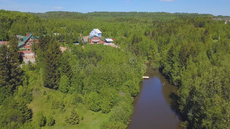 River Valley in the Countryside. Clip. Top View on River in the ...