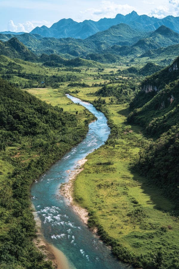 River Valley Landscape stock image. Image of river, fields - 379505293