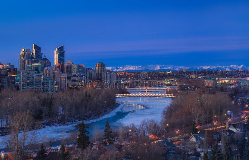 River Valley and Mountain Views in Calgary Editorial Stock Image ...
