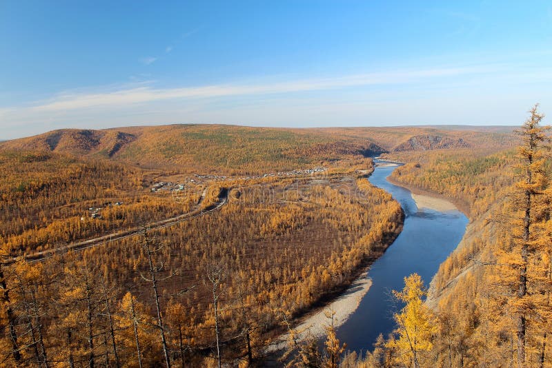 River Valley Chulman in South Yakutia Stock Photo - Image of rock ...